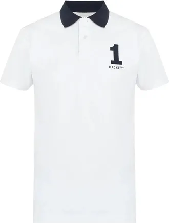Hackett Polo Heritage Number - Homme - Tops - Blanc - Taille: XL