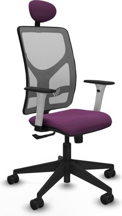 Piqueras y Crespo Arbeitsstuhl mit Rollen mit wei&szlig;en und schwarzen Armlehnen, h&ouml;henverstellbare Lendenwirbelst&uuml;tze und festes Kopfteil, ausgestattet mit 3 Positionen, G