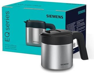 SIEMENS Siemens Pot thermique, capacit&eacute; d1 L de caf&eacute;, accessoire original pour s&eacute;rie EQ, thermos en acier inoxydable, argent, TZ40001