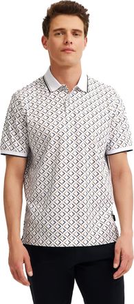 Bugatti Herren Polo Shirt Kurzarm 8150-85032D Modern Fit Polokragen Allover-Rauten-Muster stilvoll bequem pflegeleicht