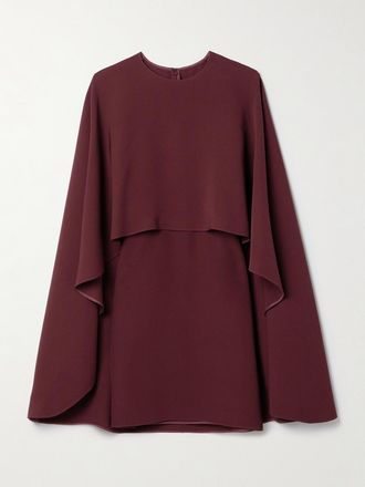 Valentino Garavani Mini-robe Effet Cape En Cr&ecirc;pe De Soie - Bordeaux