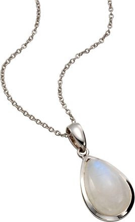 Jamelli Anhänger mit Kette 925 Silber rhodiniert mit Rainbow Mondstein
