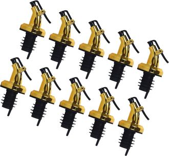 Artibetter Press Typ &Ouml;lflaschend&uuml;sen 10 St&uuml;ck Galvanisierte Ausgie&szlig;er mit Dichtem Spiralverschluss Goldfarbene &Ouml;lflaschenausgie&szlig;er f&uuml;r Essig Oliven&ouml;l Spirituosen