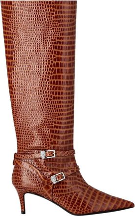 Philipp Plein Femme, Chaussures, Brun, Taille: 37 EU Bottes Overknee Imprim&eacute; Cocco