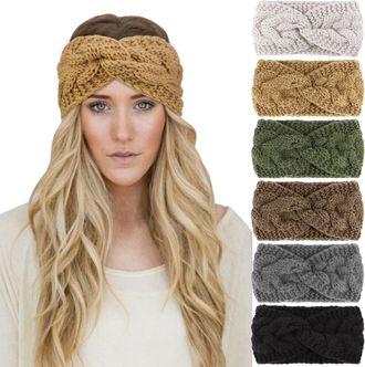 Dreshow 6 St&uuml;ck Winter Stirnband Damen Strick Ohrenw&auml;rmer Stirnb&auml;nder M&auml;dchen Gestrickt Stirnband Kopfband Haarband Headwrap Frauen Haarb&auml;nder