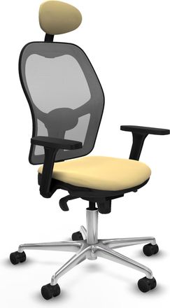 Piqueras y Crespo Arbeitsstuhl mit Jorquera Armlehnen, h&ouml;henverstellbarer Lendenwirbelst&uuml;tze und festem Kopfteil, ausgestattet mit Sincro 5 Positionen und injiziertem S