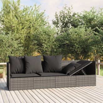 Festnight Gartensofa mit Liegefunktion 3 Sitzer Sonnenliege Gartenliege Balkon Sofa Liege Liegesofa Relaxliege Outdoor Sofabett Gartenbett Rattansofa Gartenbank