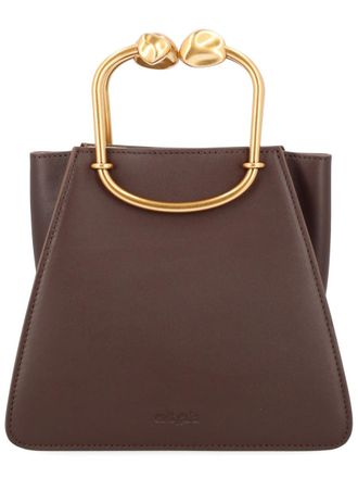 Cult Gaia Womens Handbag Maxine Brown Leather Handbags Hand Bags