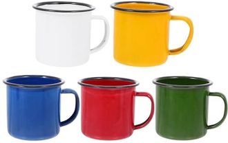 Cabilock 5 Pi&egrave;ces Tasse &Eacute;maill&eacute;e Petites Tasses &agrave; Th&eacute; Gobelet &agrave; Caf&eacute; Chope &agrave; Biere Verres &agrave; Boissons Mug &Eacute;maill&eacute; Avec Anse Tasse De Camp Air Coupe De Vin Verre