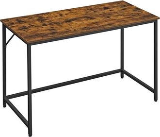 Vasagle Vasagle - Bureau droit 120 x 60 x 75 cm en m&eacute;tal noir - Panneau dagglom&eacute;r&eacute; robuste - Capacit&eacute; de charge 50 kg - Assemblage simple et pieds r&eacute;glables