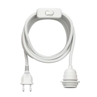 LEDs Com Textilkabel LEKA, Stecker, Schalter, weiß, 3 m, Lampen-Fassung, 1x E27 max. 60W