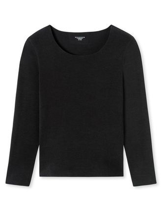 Schiesser Damen Langarmshirt - Invisible Soft Warming Unterhemd, Schwarz_182008, 44 EU
