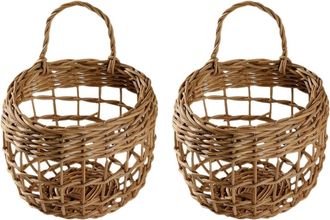 Cabilock 2 St&uuml;ck Ingwer-Knoblauch-Aufbewahrungskorb Weidenkorb Weidenkorb Obstkorb H&auml;ngender Pflanzkorb Rattan-Wandkorb Gewebter Wandpflanzer Aufbewahrungsk&ouml;rb