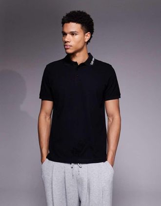 Emporio Armani Bodywear - Polohemd in Schwarz mit Logo am Kragen