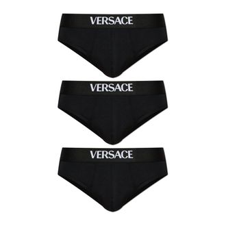 Versace Homme, Sous-v&ecirc;tements, Noir, Taille: L Logo Briefs 3-Pack