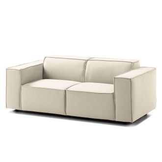 Studio Copenhagen home24 2-Sitzer Sofa Beige/Altwei&szlig; Webstoff Osta 189 x 70 x 96cm Keine Funktion Modern