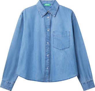 Benetton Damen Camicia 5dhjdq07u Unterhemd, blau, Large
