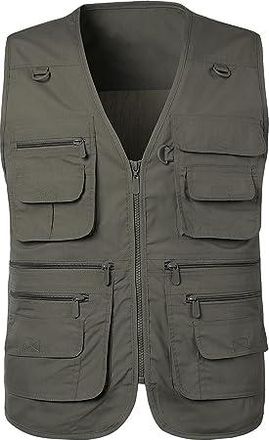 Generic Gilet de travail dété pour hommes : gilet dextérieur pour hommes 7XL grande taille mince gilet de pêche avec de nombreuses poches veste softshell légè