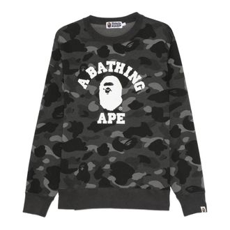 A Bathing Ape Camo College Crewneck Sweatshirt - - Sweatshirts & Hoodies - Herren - Schwarzk - L