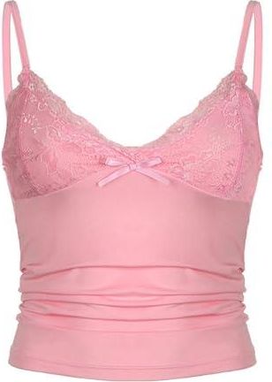 Generic 2026 D&eacute;bardeurs pour Femmes, Haut Court en Dentelle Sexy, Haut en Dentelle &agrave; col en V, Bralettes sous-v&ecirc;tements, Haut Court &agrave; Bretelles Spaghetti