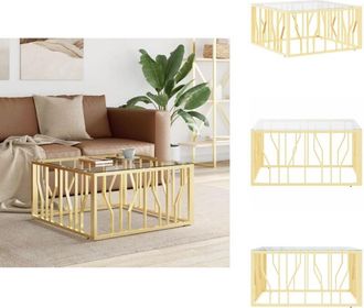 vidaXL Couchtisch Golden 80x80x40 cm Edelstahl und Glas - Esszimmertisch - Couchtisch - Wohnzimmertisch - Dekorationselement - Sideboard