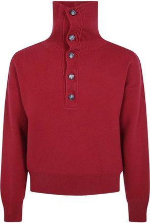 Ami Pull &agrave; col haut boutonn&eacute; - Homme - Pulls - Rouge - Taille: L