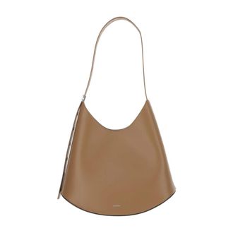Jil Sander Gebogene Leder-Schultertasche Magnetischer Verschluss - - Bags - Damen - Braun - ONE SIZE