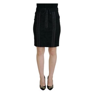 Dolce & Gabbana Femme, Jupes, Noir, Taille: 40 FR &Eacute;l&eacute;gante Jupe Noire Taille Haute en Soie