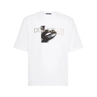 Dsquared2 Wei&szlig;es Logo Print Crew Neck T-shirt - - Tops - Herren - Wei&szlig; - L