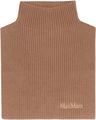 Max Mara Womens Wool Knit Collar Camel Virgin Scarf Scarfs