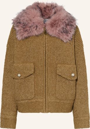 Essentiel Strickjacke Kanada Mit Abnehmbarem Kunstfell-Kragen braun