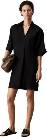 Calvin Klein Femme, Robes, Noir, Taille: 40 FR Kl&auml;nning i Lyocell- och Linneblandning