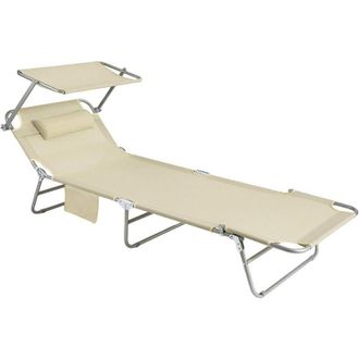 SoBuy SoBuy OGS48-MI Sonnenliege mit abnehmbarem Kopfkissen und verstellbarem Sonnendach Gartenliege mit Seitentasche Strandliege Relaxstuhl Liegestuhl