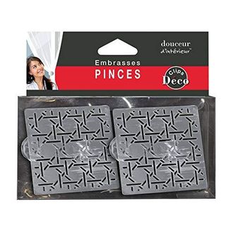 Douceur d'Intérieur Sanfter Innenbereich, 2 Raffhalter, 6,8 x 6,8 cm, Metall, Patina, Grau/Silber