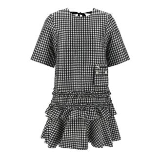 Ganni Crinkled Check Mini Dress - - Dresses - Damen - Mehrfarbig - XS