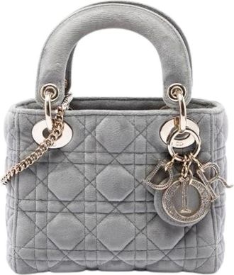 Dior Sac Mini Lady Dior Pr&eacute;-owned - Femme - Pre-owned - Gris - Taille: ONE Size