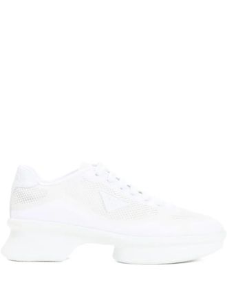 Prada Low-Top Sneaker - Sculpted White Re-Nylon Sneakers - Gr. 36,5 (EU) - in Wei&szlig; - f&uuml;r Damen