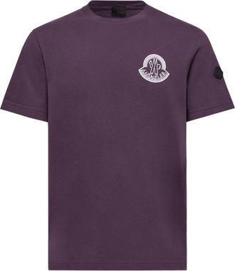 Moncler Moncler T-shirt En Jersey De Coton &Agrave; Logo, Homme, Violet, Taille: Xs