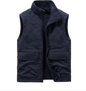 Generic Gilet polaire sans manches pour homme - Gilet de travail en polaire - Col montant - Gilet de sport avec poches - Gilet dhiver - Grandes tailles - Gile