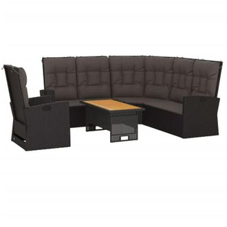 vidaXL Vidaxl - Salon de jardin 3 pcs avec coussins Noir R&eacute;sine tress&eacute;e