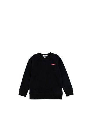 Stella McCartney Kids 6A Black Cotton Sweatshirt With Embroidered Mouth Size 6 Years