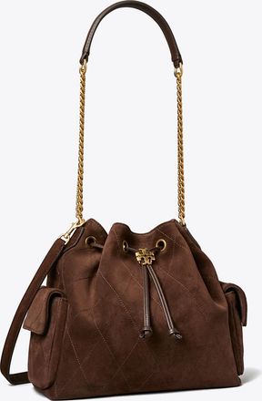 Tory Burch Gesteppte Charlie Schultertasche aus Wildleder mit Tunnelzug