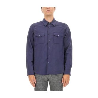 Aspesi Regular Fit Doppelhemd aus Wollmischung - - Shirts - Herren - Blau - M