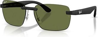 Ray-Ban Rb4470 Polarized Ultra Lenses Sonnenbrillen Sand Schwarz Fassung Gr&uuml;n Glas Polarisiert 59-16