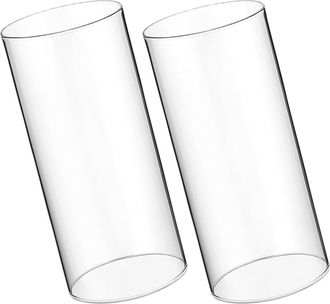OSALADI Transparenter Kerzenhalter Zylinderf&ouml;rmig aus Glas 2 St&uuml;ck mit Windschutz f&uuml;r Stumpenkerzen Innen und Au&szlig;endekoration Hitzebest&auml;ndig und Robust