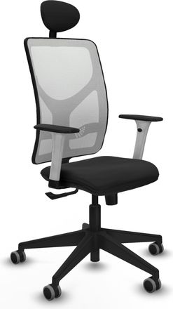 Piqueras y Crespo Bequemer Schreibtischstuhl aus Netzstoff, verstellbar, mit schwarzen Armlehnen, h&ouml;henverstellbare Lendenwirbelst&uuml;tze und festes Kopfteil, ausgestattet