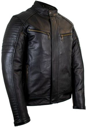 MDM Motorradjacke Herren Motorrad Lederjacke Echtleder Retro Bikerjacke Protektoren (Set, 1x Motorrad Lederjacke, 5x Protektoren) Retro Used Look, Herausn
