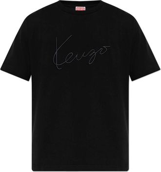 Kenzo Homme, Tops, Noir, Taille: XL T-Shirt Brod&eacute; Signature