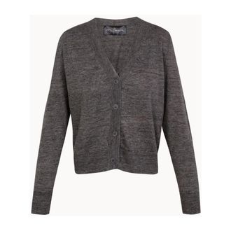 Cortana Cropped V-neck Cardigan - - Knitwear - Damen - Grau - M
