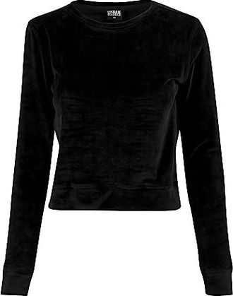 Urban Classics Ladies Short Velvet Crew Sweat-Shirt, Noir (7), S Femme
